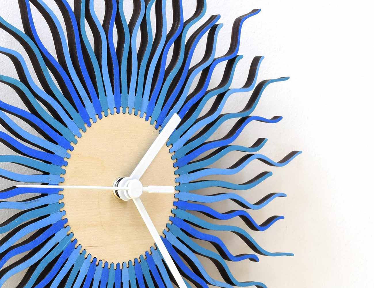 Radium II - Stylish Modern Wooden Wall Clock In Blue | Key Features ...