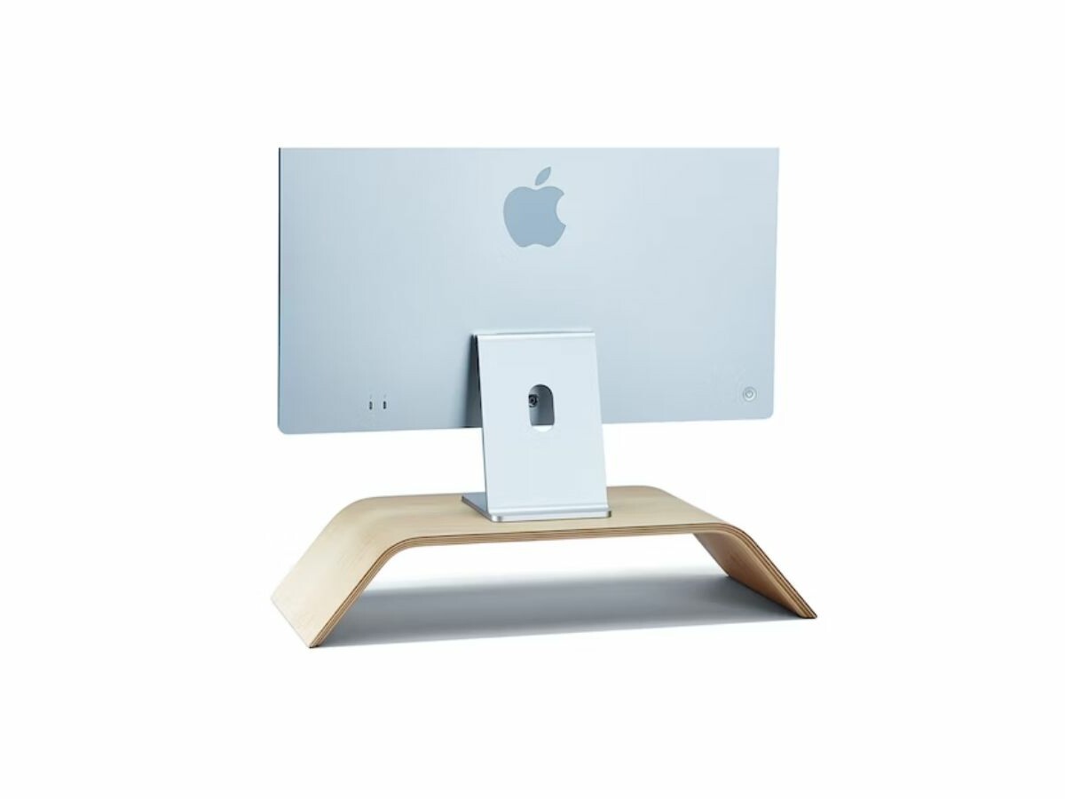 This wood monitor stand desk accessory brings improved ergonomics