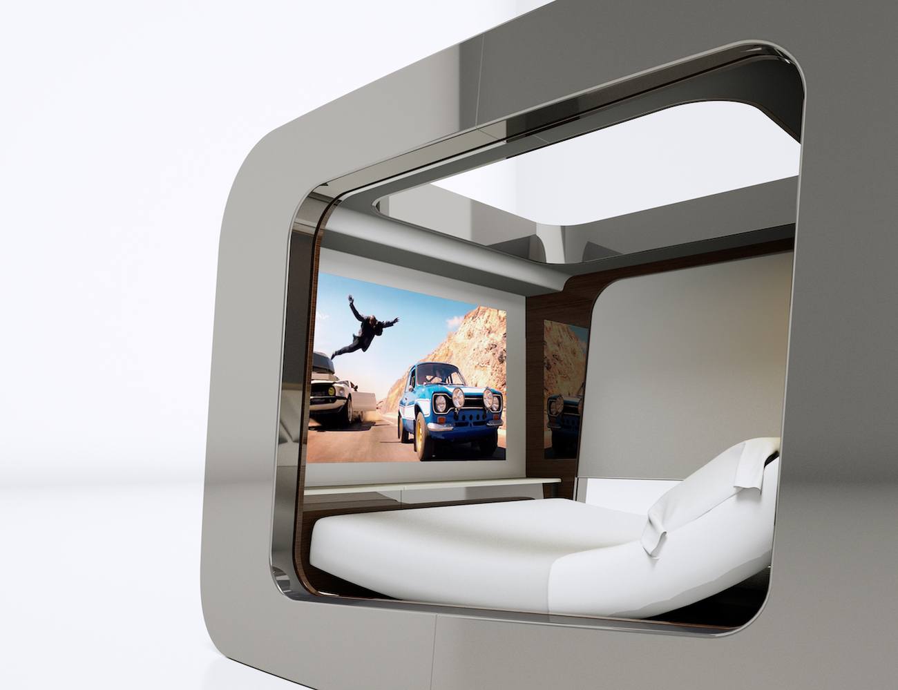 This smart bed with projector boasts a unique design!