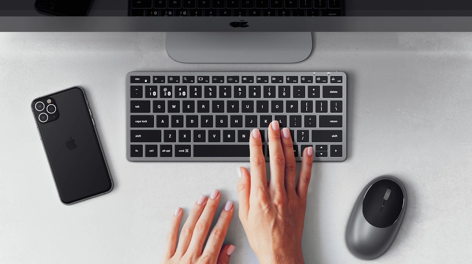 Slim X1 Bluetooth backlit keyboard has a rechargeable USB-C port for ...