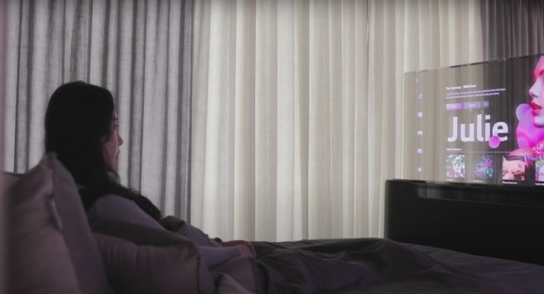 LG Transparent OLED TV rises from its casing to reveal the entire ...