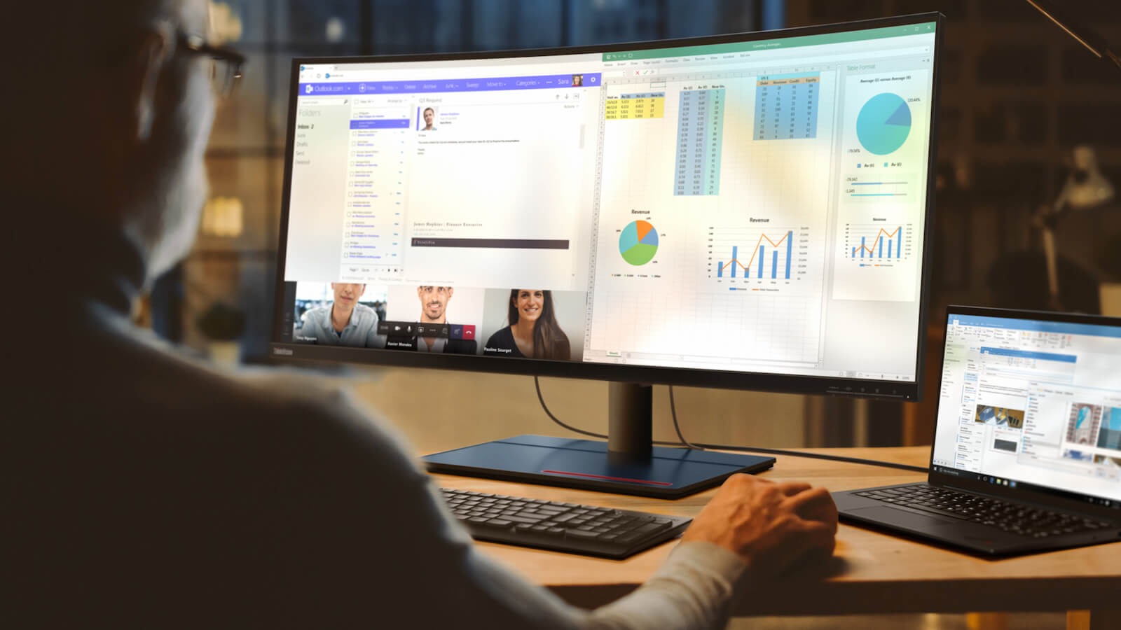 Lenovo ThinkVision P40w workspace monitor features 12 ports with two ...