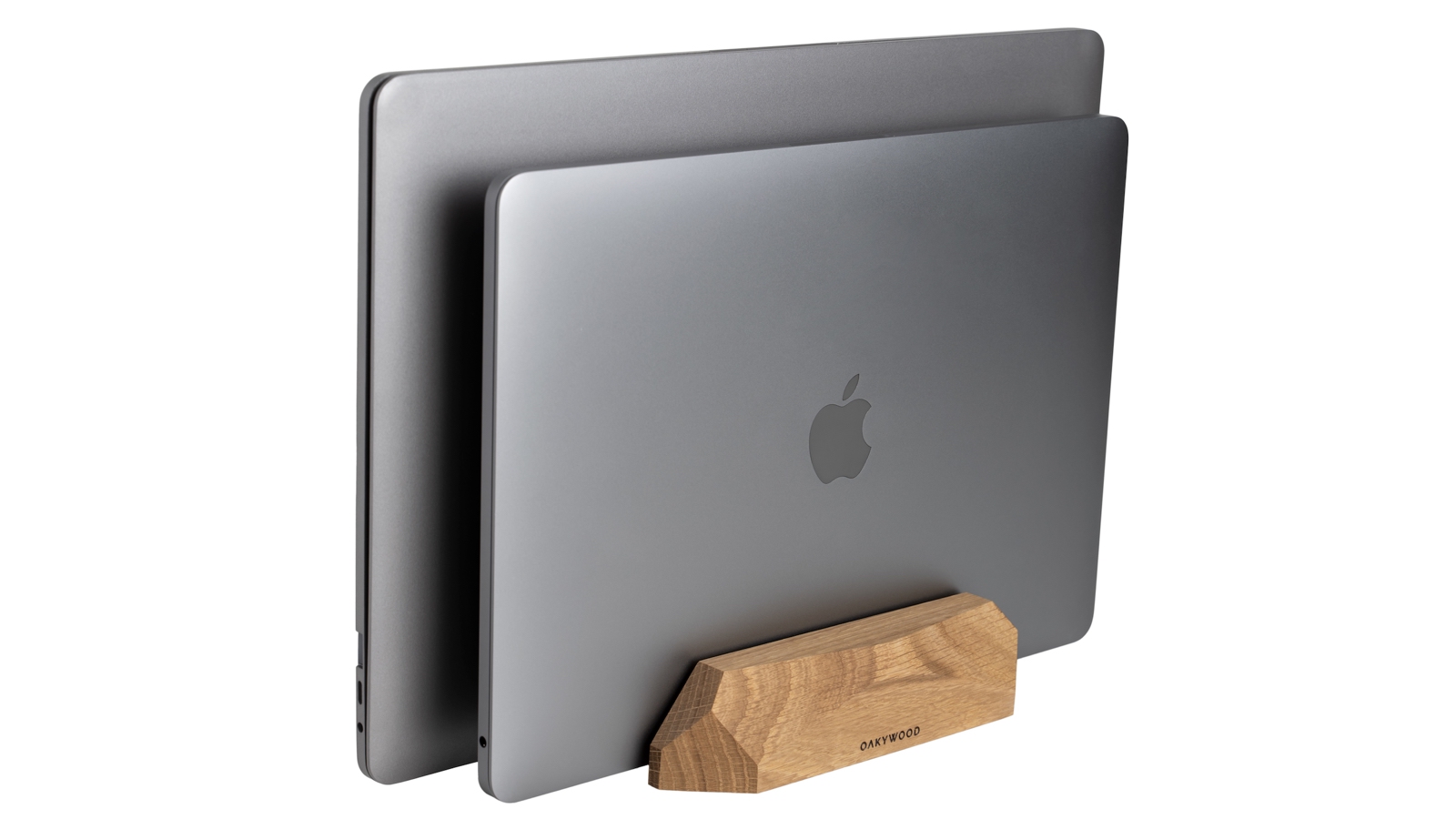 Oakywood Dual Vertical Wood Laptop Stand has two slots for tablets or ...