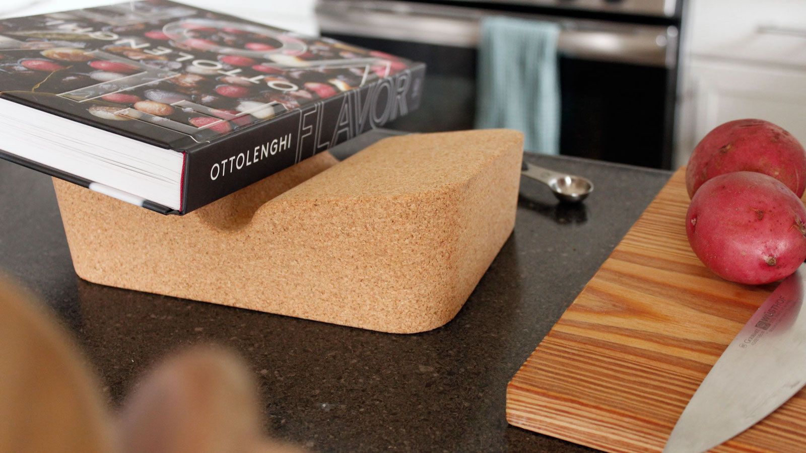 Cork Booklift book riser improves your reading and cooking experience ...