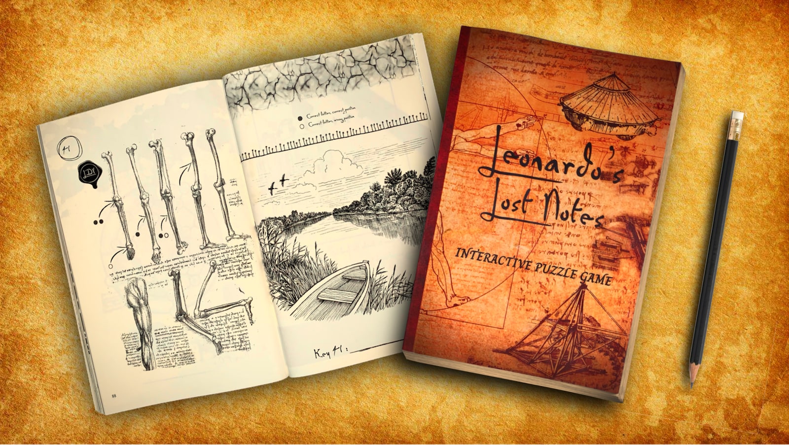Leonardo's Lost Notes interactive puzzle book features 60 sketches from ...