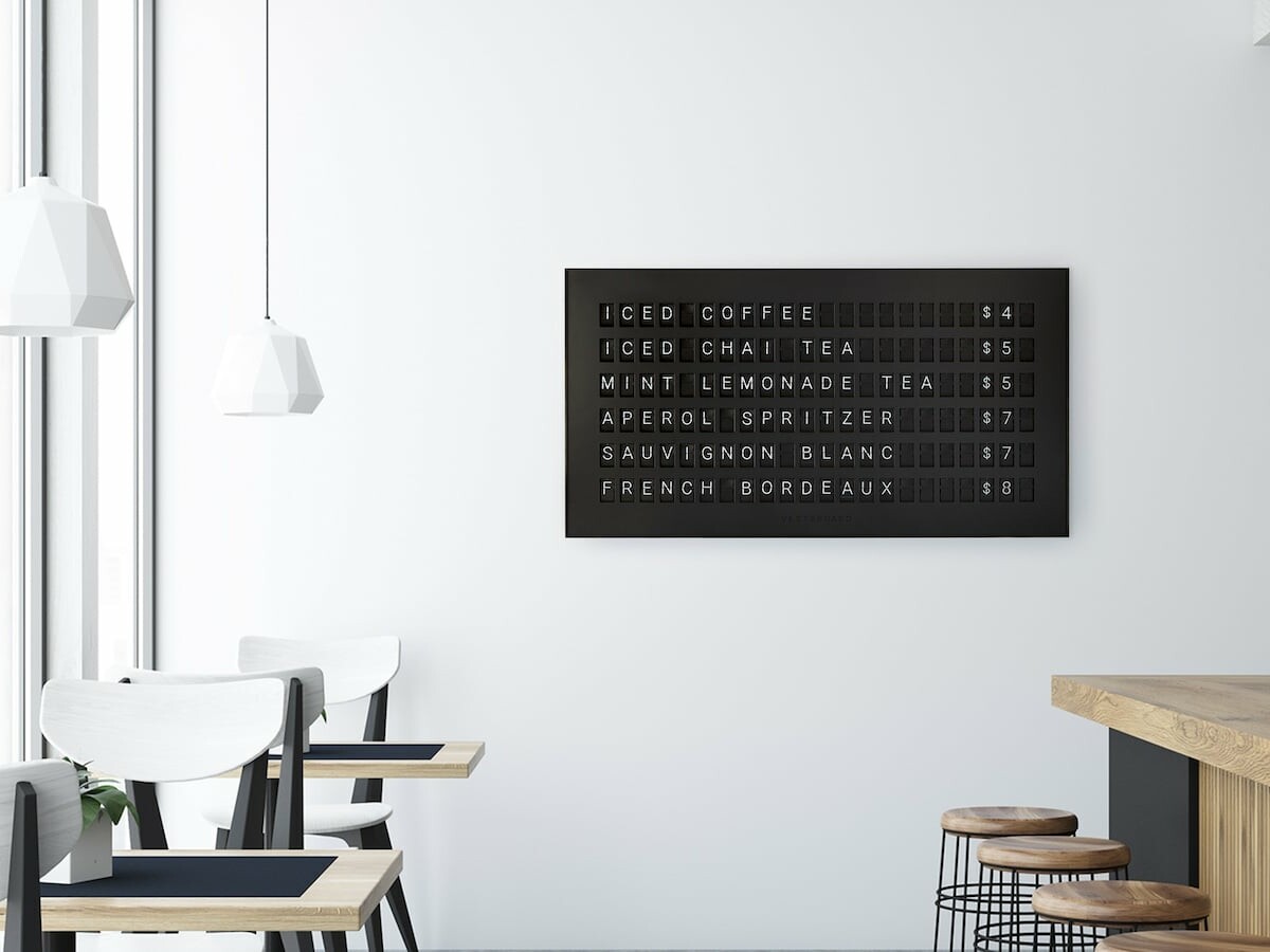 This messaging display combines physical and digital elements
