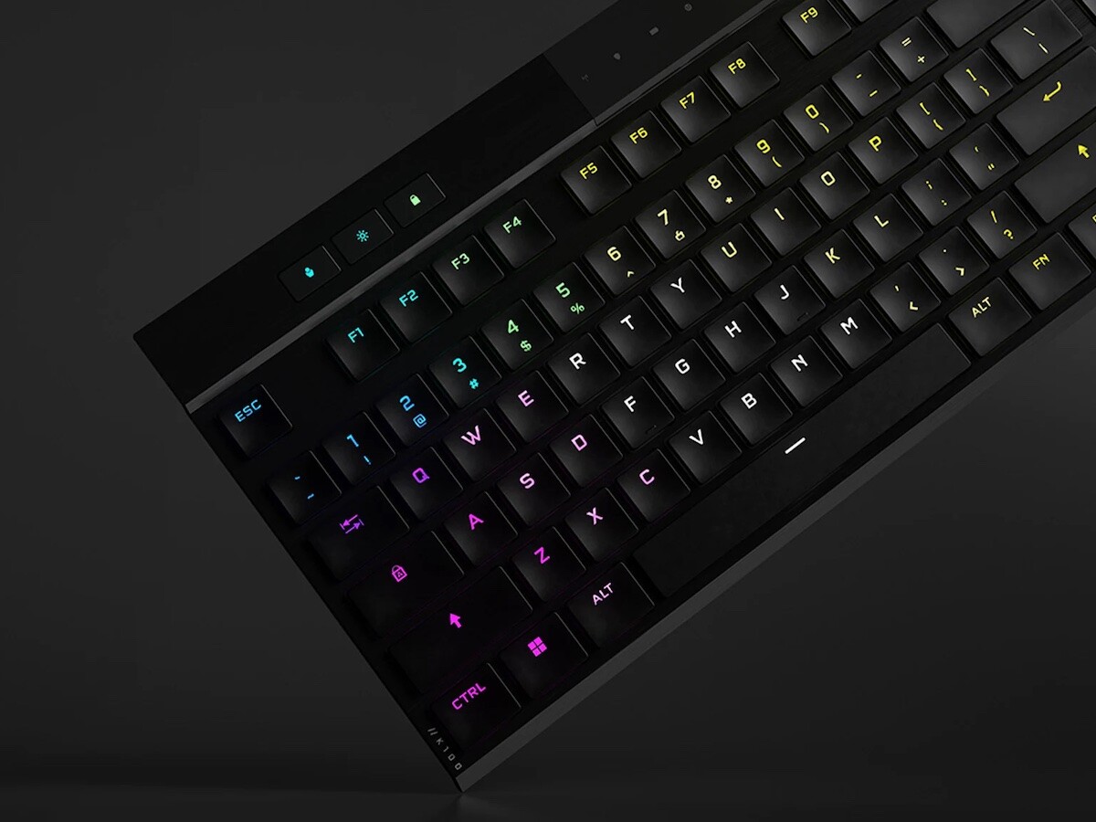 Corsair K100 AIR ultra-thin gaming keyboard has a low-profile design & fast connectivity ...