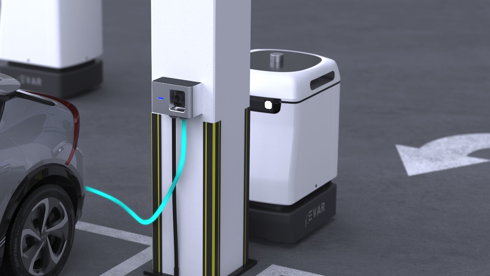 EVAR Parky EV recharging robot works autonomously to find and charge ...