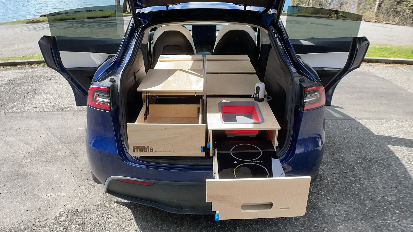 This Complete Tesla Camper Kit has everything for cooking & sleeping