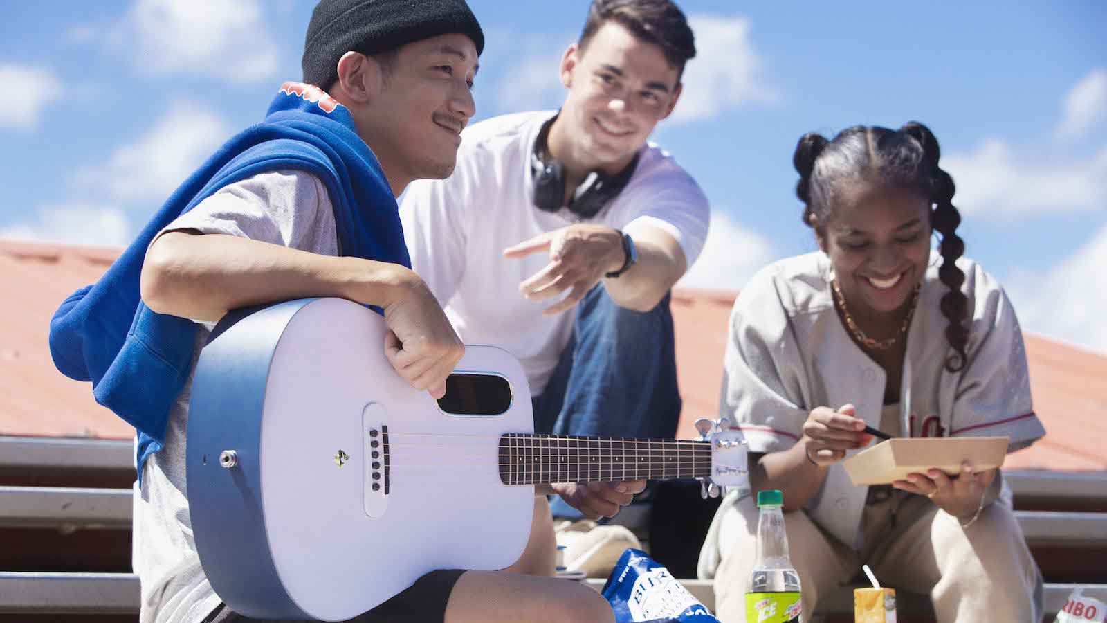 This acoustic electric guitar has many tools