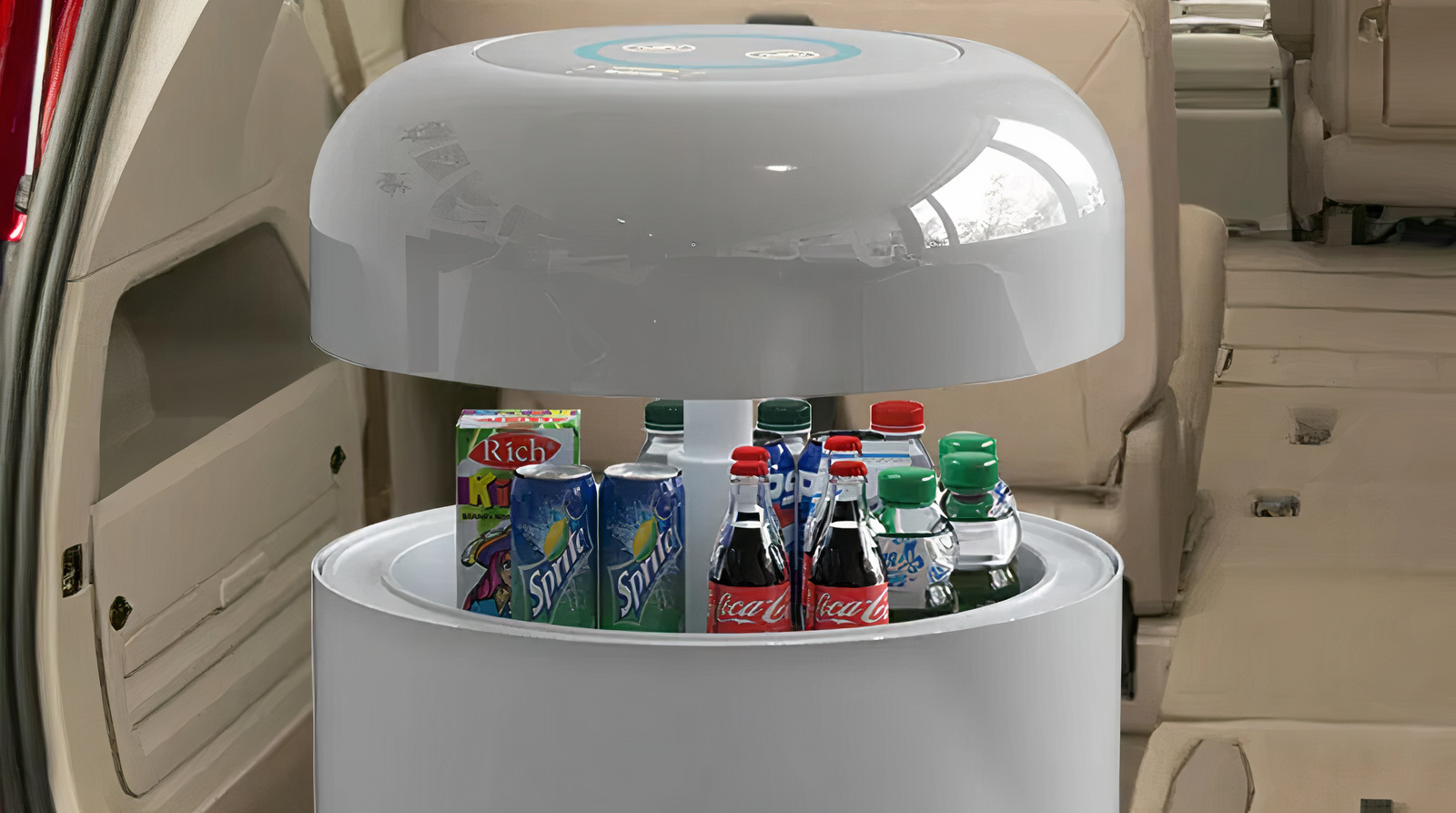 This Refrigerator Coffee Table has wireless charging, a speaker & more