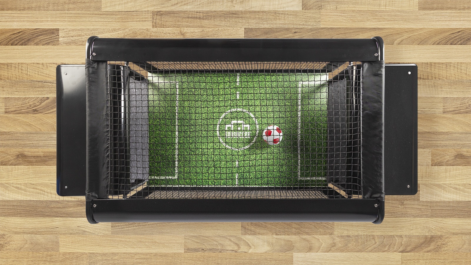This table football game folds down and assembles for on-the-go games