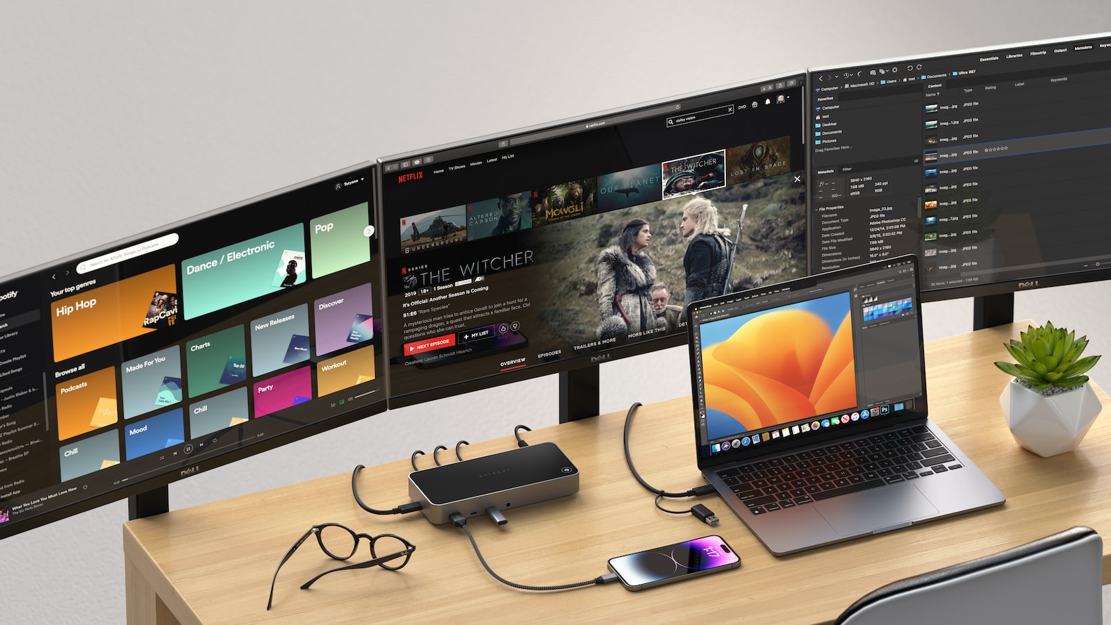 The Triple 4K Display Docking Station from Satechi offers 12 ports