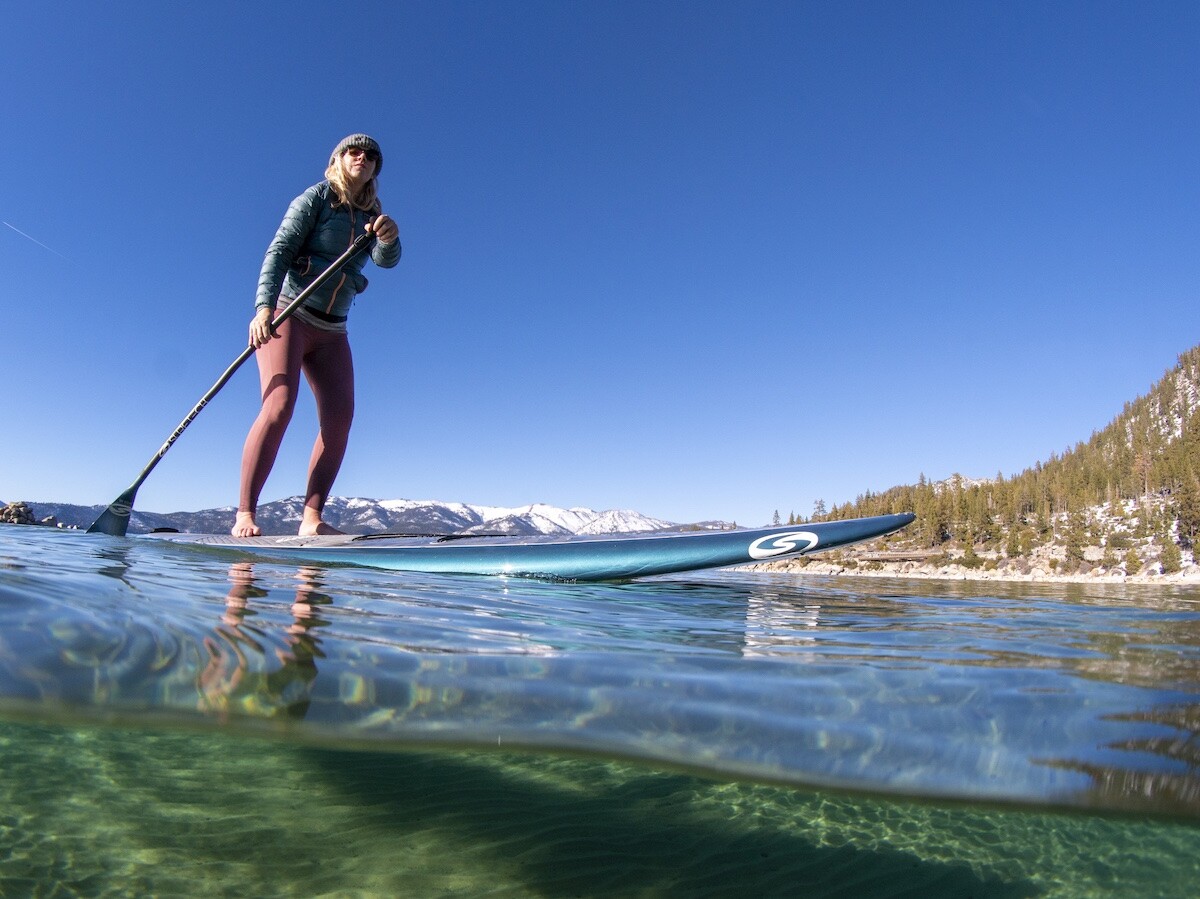 This stand up paddleboard works for flat-water cruising & medium surf