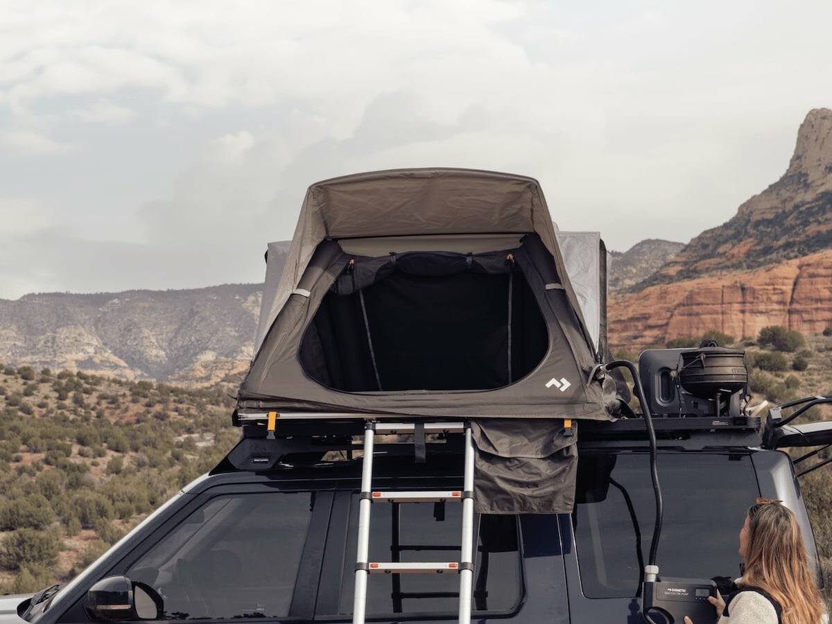 This inflatable rooftop tent is ultra comfortable