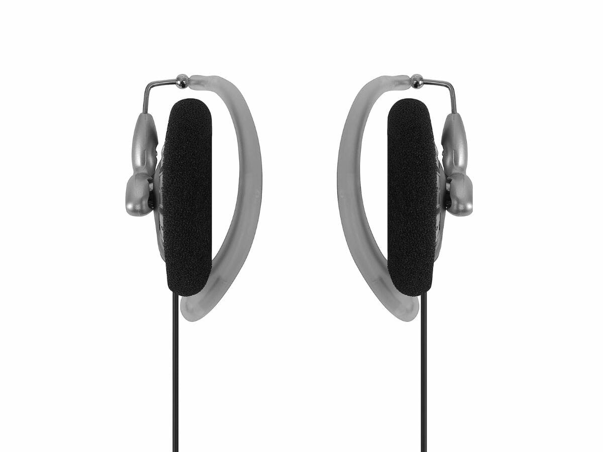 These stereophone headphones have a sport-clip design