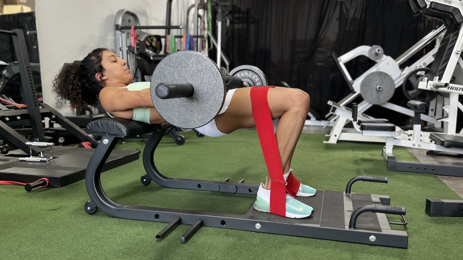 This patented hip thrust band lets you achieve a full-body workout