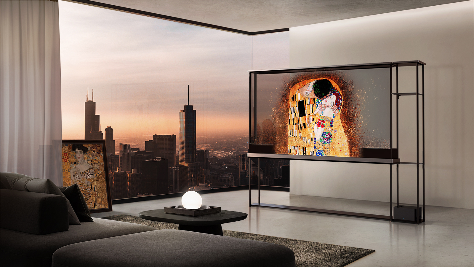 LG Signature OLED T transparent television has a unique design