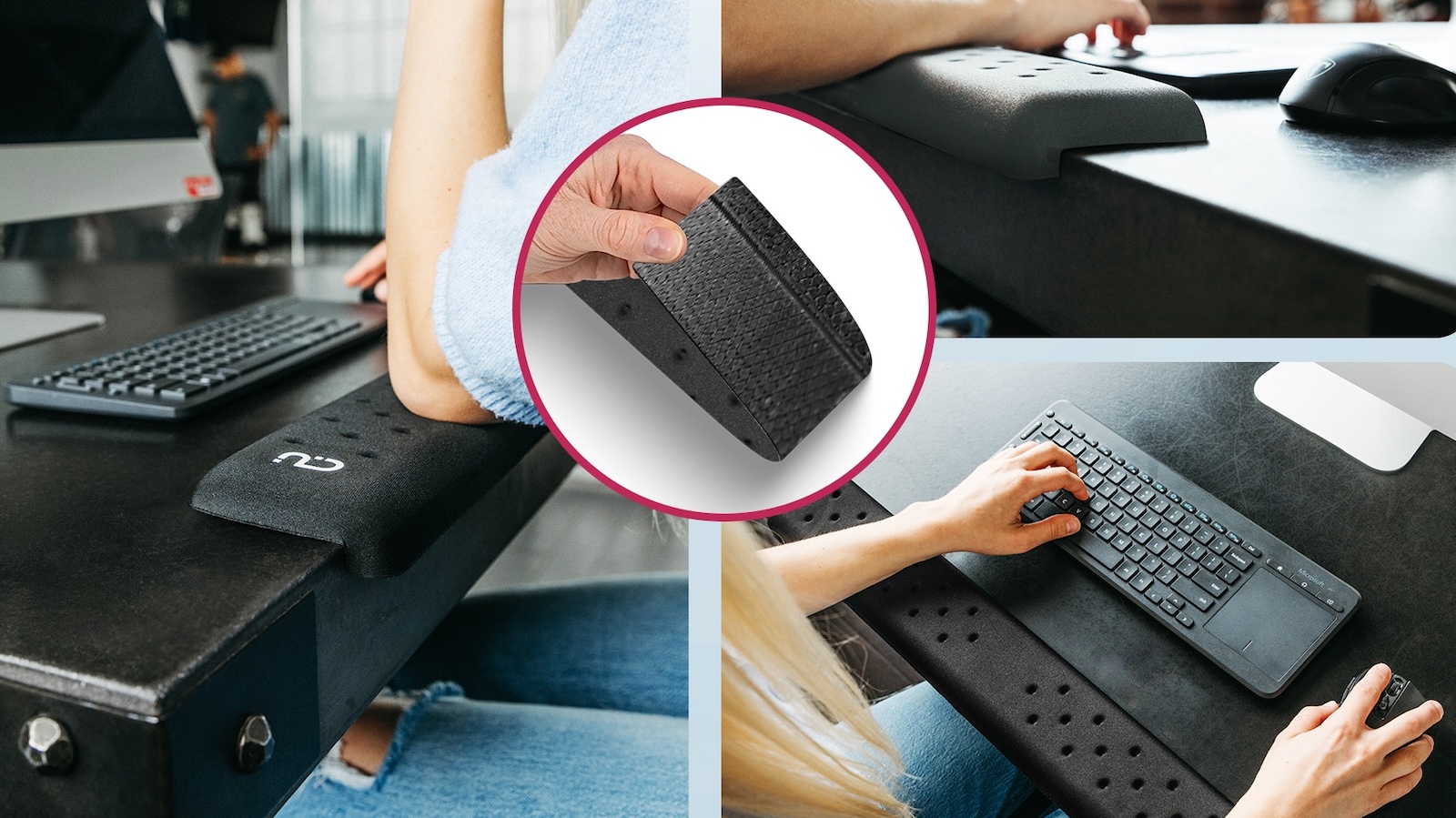 EdgeRest L-Shaped Wrist Rest and Elbow Cushion For Desk Edge
