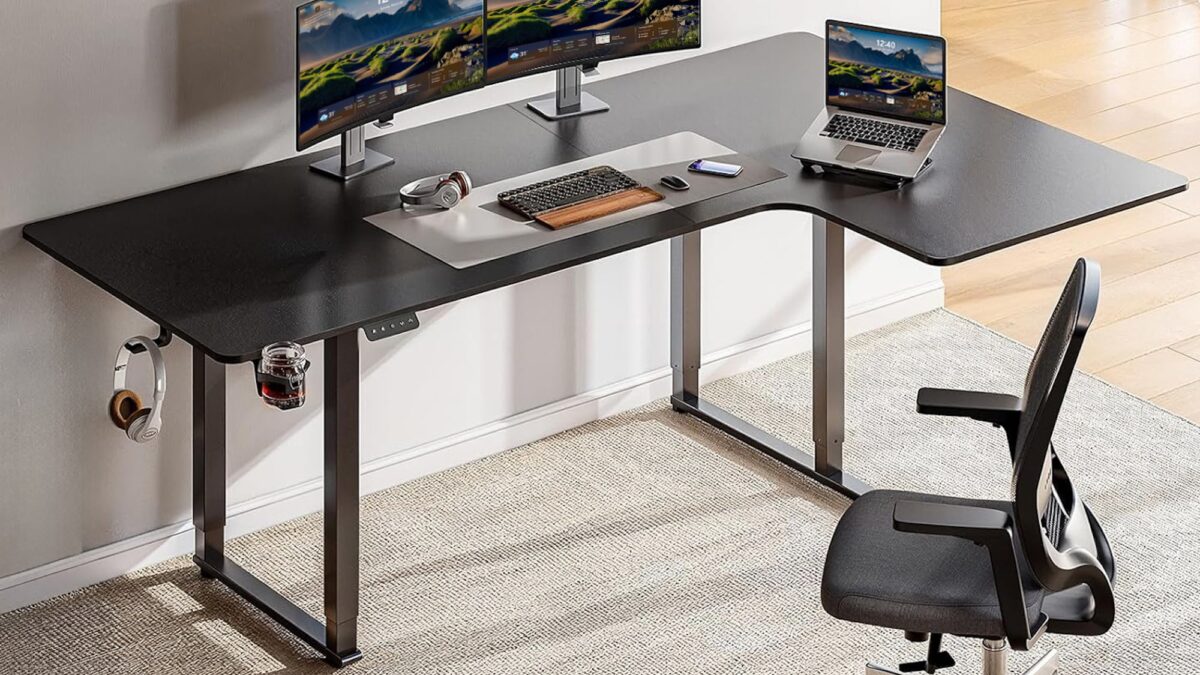 Meet the L-Shaped electric standing desk built for real work